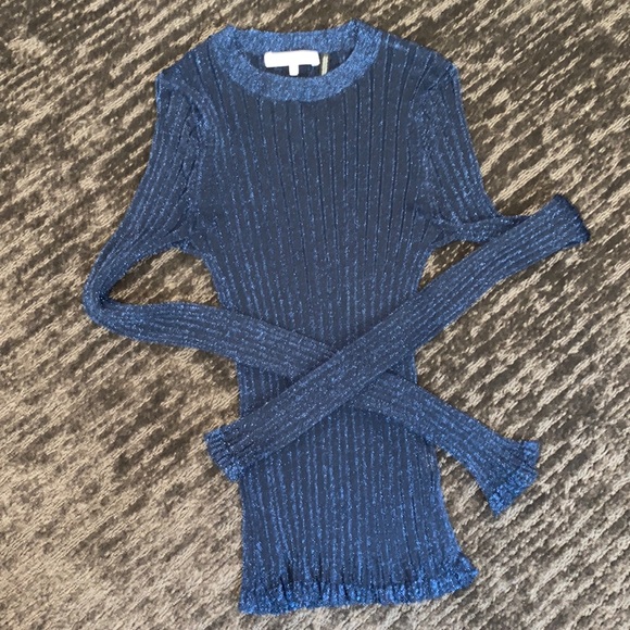 Helmut Lang | Tops | Helmut Lang Size Xs Blue Mesh Glitter Top ...